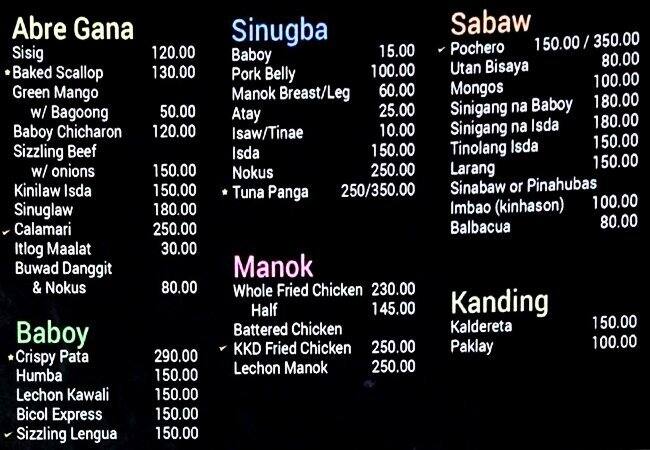 Menu at KKD Stk + Bbq, Cebu City, M. J. Cuenco Ave