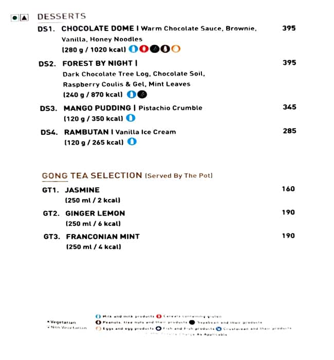 Menu of Gong, Baner, Pune