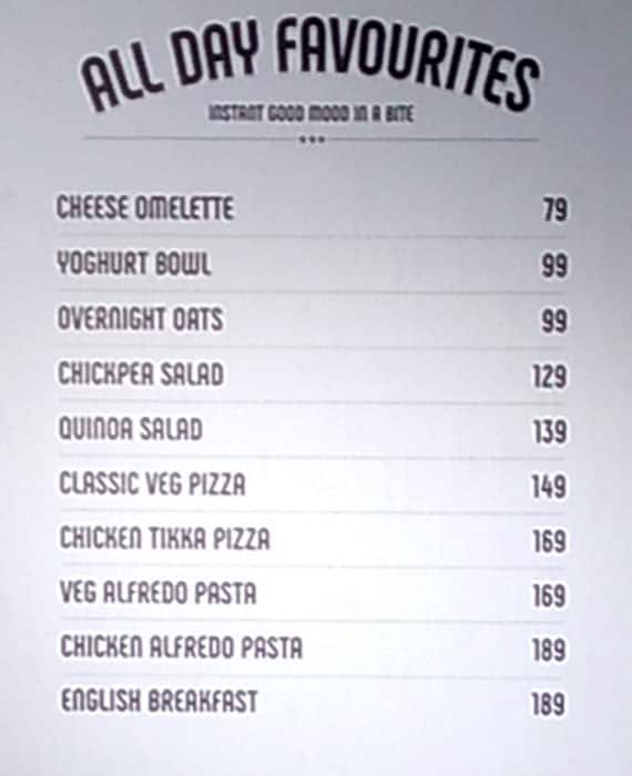 Menu of Chai Days, Jayanagar, Bangalore