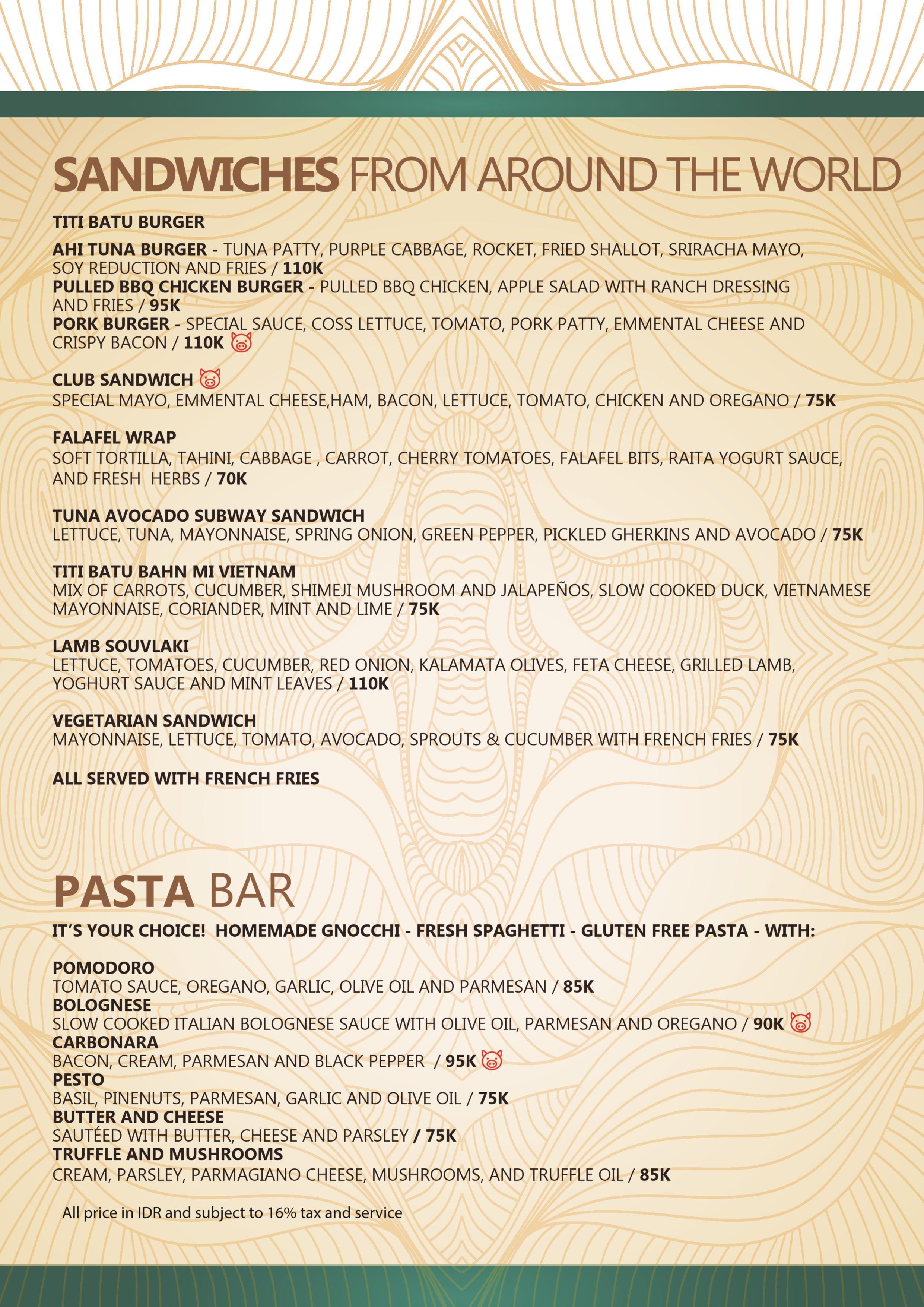 Menu at Titi Batu Restaurant, Gianyar