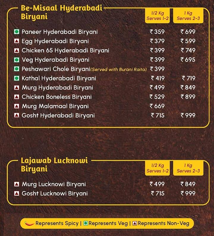 Menu of Biryani By Kilo, Shastri Nagar, Meerut