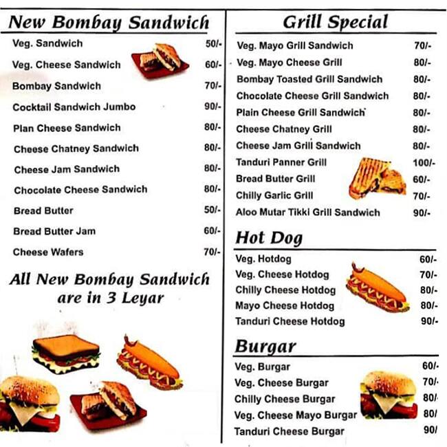 Menu of New Bombay Sandwich, Makarpura, Vadodara
