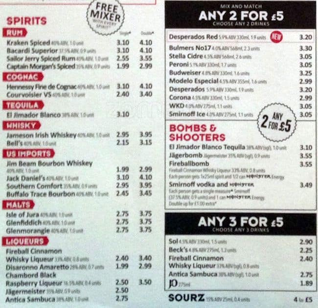 Menu at J J Moon's pub & bar, Wembley, 397 High Rd