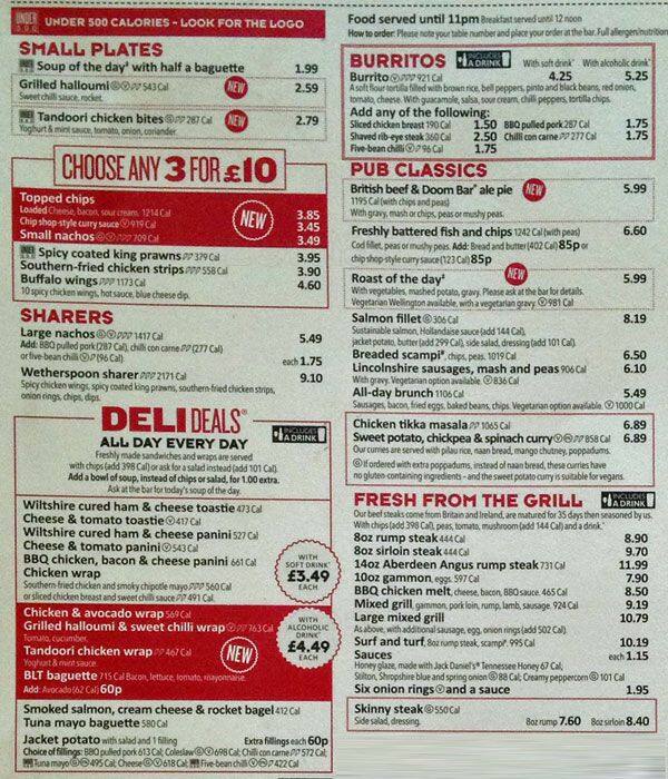 Menu at J J Moon's pub & bar, Wembley, 397 High Rd