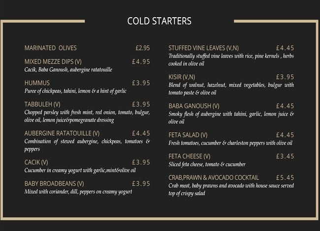 Menu at Otto restaurant, London, 44 High St