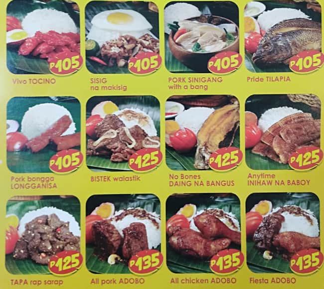 Menu at Binalot restaurant, Manila, HP Village Square