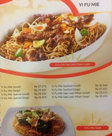 Menu at Bakmi Naga restaurant, Jakarta, Carrefour M.T. Haryono