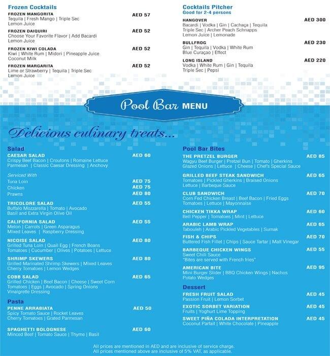 Pool Bar - Ajman Hotel Menu, Menu for Pool Bar - Ajman Hotel, Ajman ...