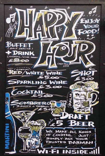 Menu at Caffè Perù pub & bar, Rome, Via di Monserrato