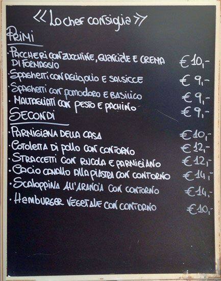 Menu at Caffè Perù pub & bar, Rome, Via di Monserrato