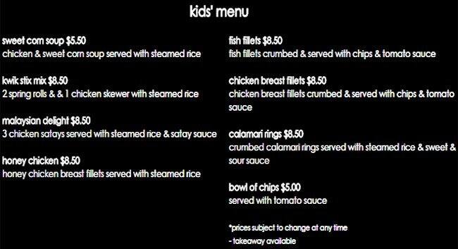 Menu at Kwik Stix restaurant, Salisbury South, Cnr Main North Rd & Kings Rd