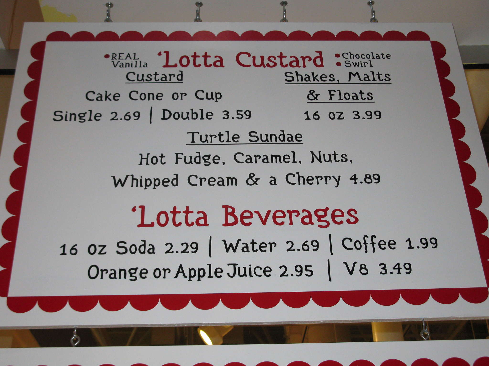 Menu at Northpoint Custard restaurant, Milwaukee, N Lincoln Memorial Dr