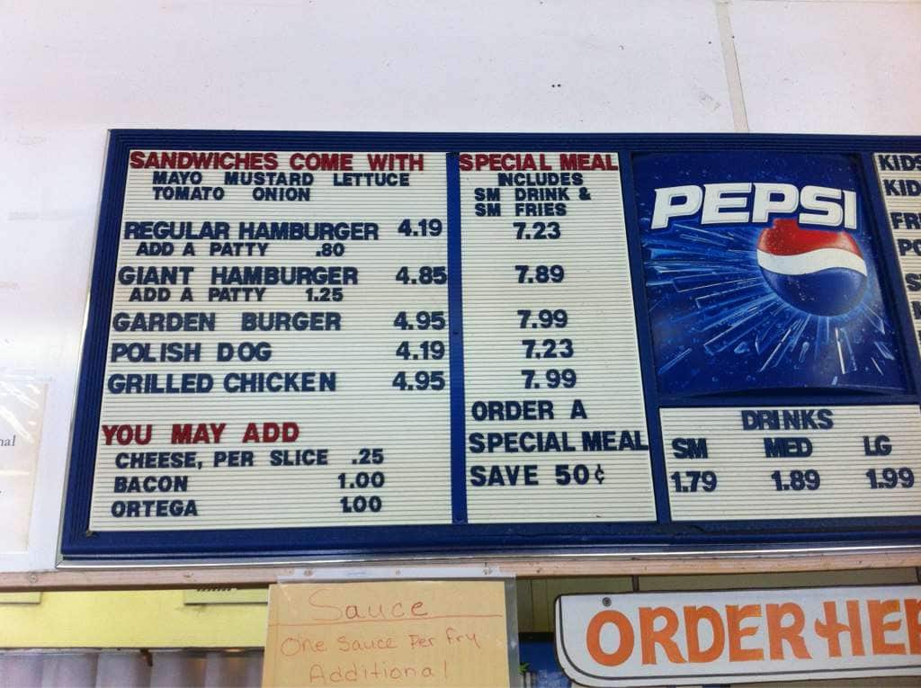 Menu at Bartels Giant Burger, Redding, Lake Blvd E