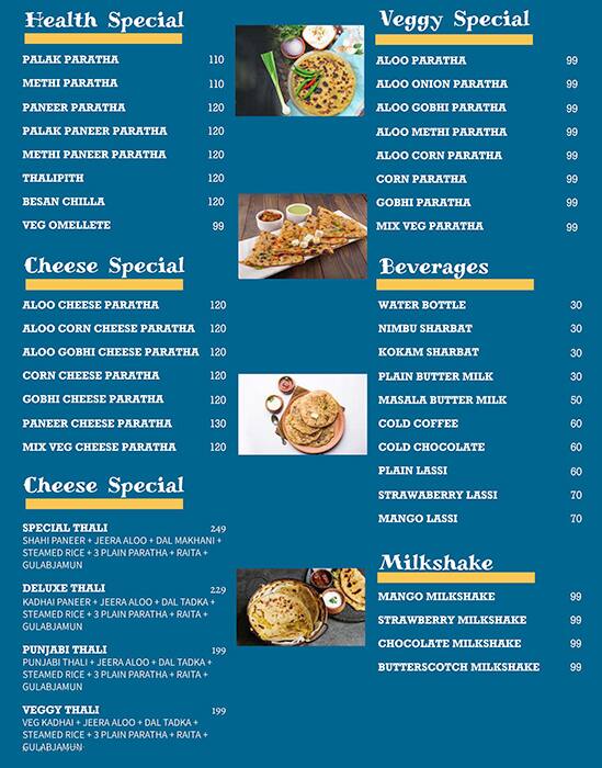 Menu of Flavours Of Paratha, Wakad, Pune