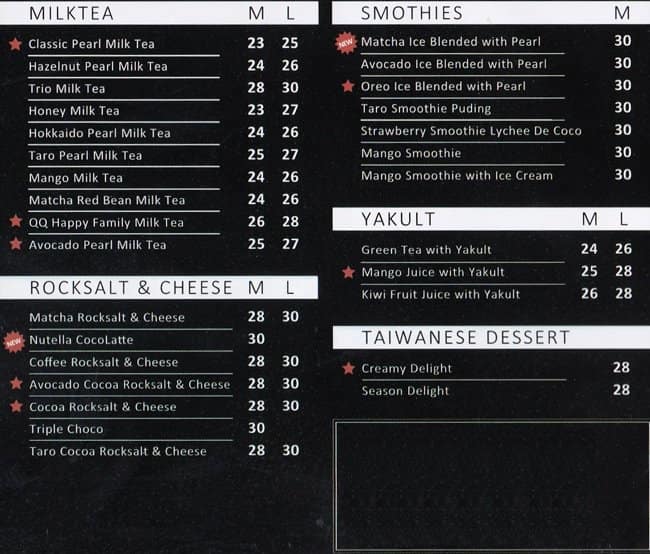 Menu at Sharetea, Jakarta, Mall Cipinang Indah LG-02