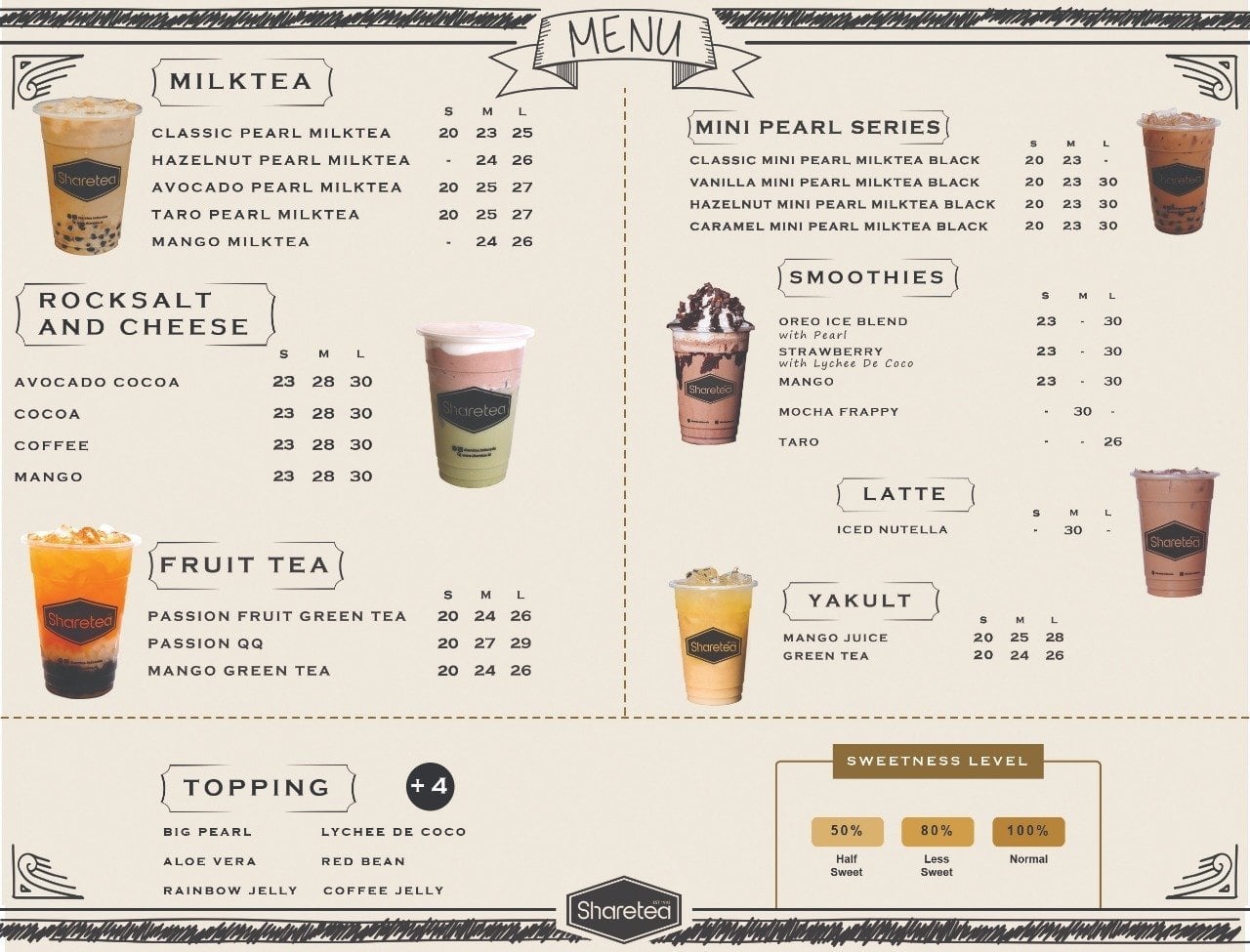 Menu at Share Tea cafe, North Jakarta, Jl. Pluit Selatan Raya No.23