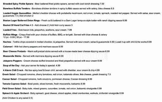 Menu at Penguin Pizza pub & bar, Boston