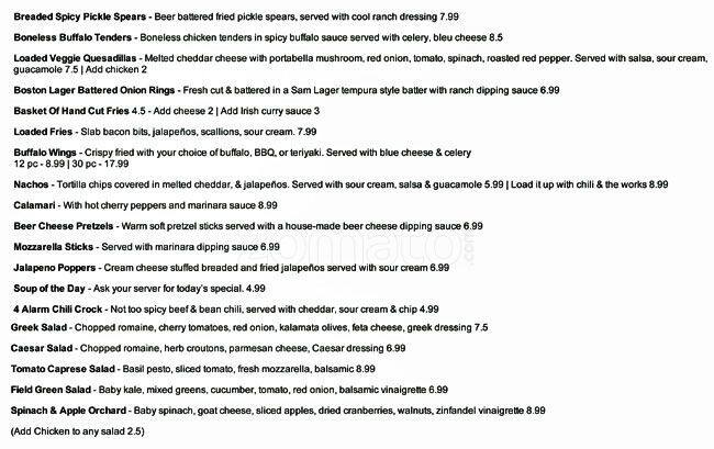 Menu at Penguin Pizza pub & bar, Boston