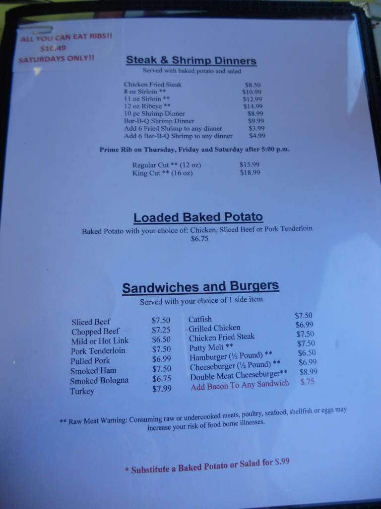 Menu at Runts Bar-B-Q & Grill, Muskogee