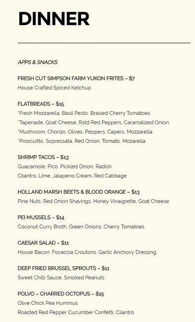 Menu at Fishbone Bistro restaurant, Whitchurch-Stouffville