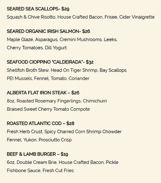 Menu at Fishbone Bistro restaurant, Whitchurch-Stouffville