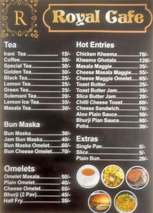 Menu of Royal Cafe, Kondhwa, Pune