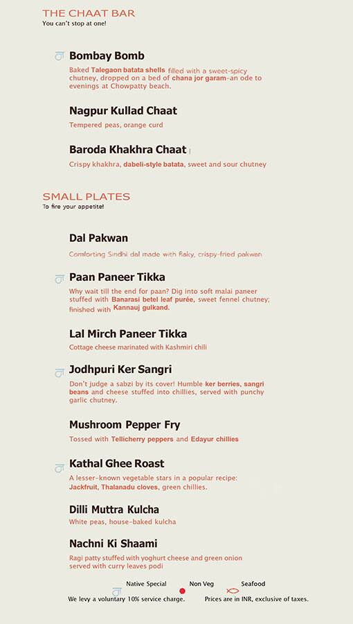 Menu of Native Bombay, Fort, Mumbai