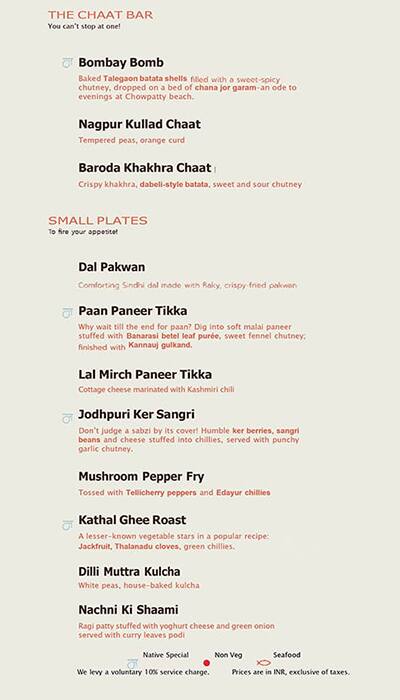 Menu of Native Bombay, Fort, Mumbai