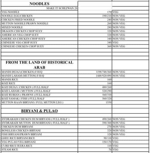 Menu at CoalSpark Restaurant, Hyderabad