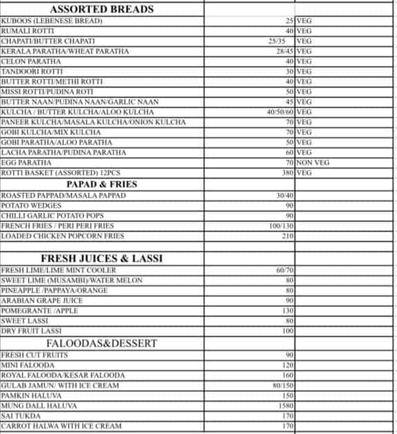 Menu at CoalSpark Restaurant, Hyderabad