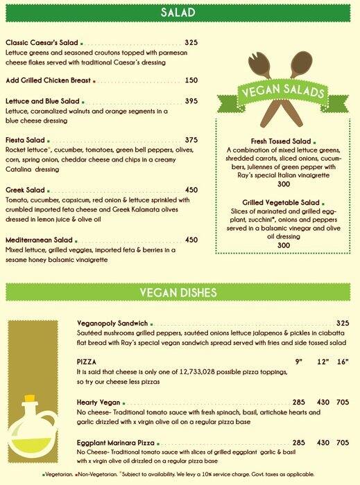 Ray's Cafe & Pizzeria Menu - Zomato
