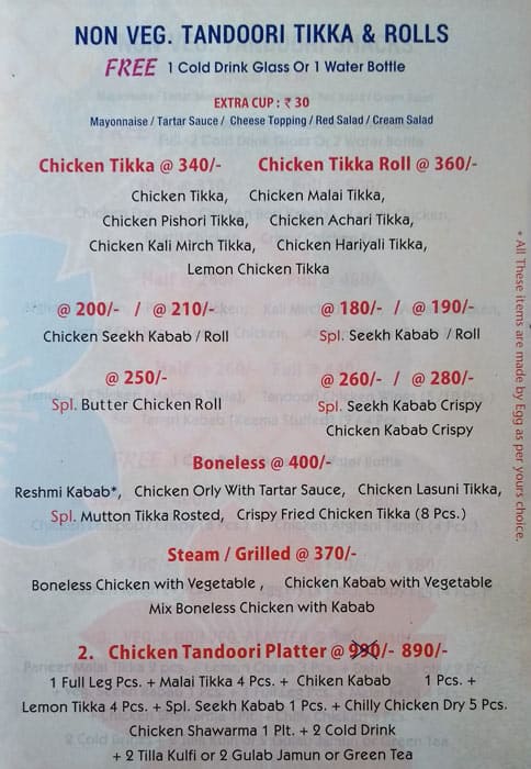 Menu at New Chawla Chicken - Kabab Roll Wale, New Delhi