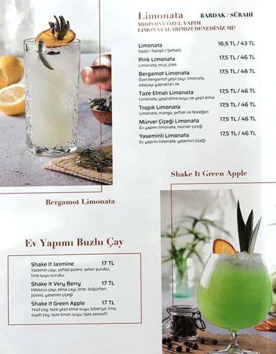 Menu at Midpoint, Istanbul, Mecidiyekoy Yolu Caddesi No:12