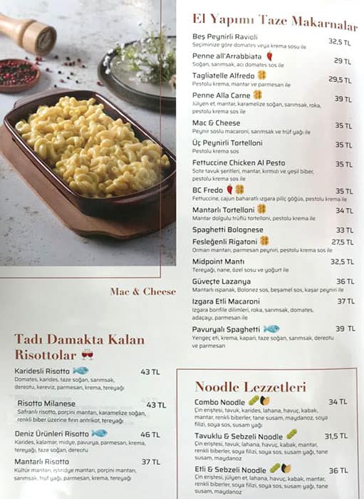 Menu at Midpoint, Istanbul, Mecidiyekoy Yolu Caddesi No:12