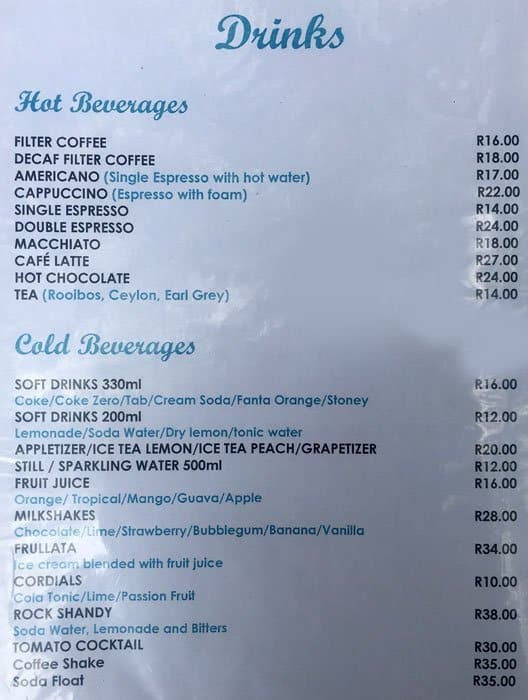 Menu at Cafe Maude, Robertson