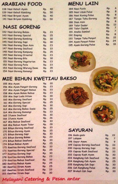 Menu at Warung Desa restaurant, Central Jakarta, Jl. H. Agus Salim No.47 3