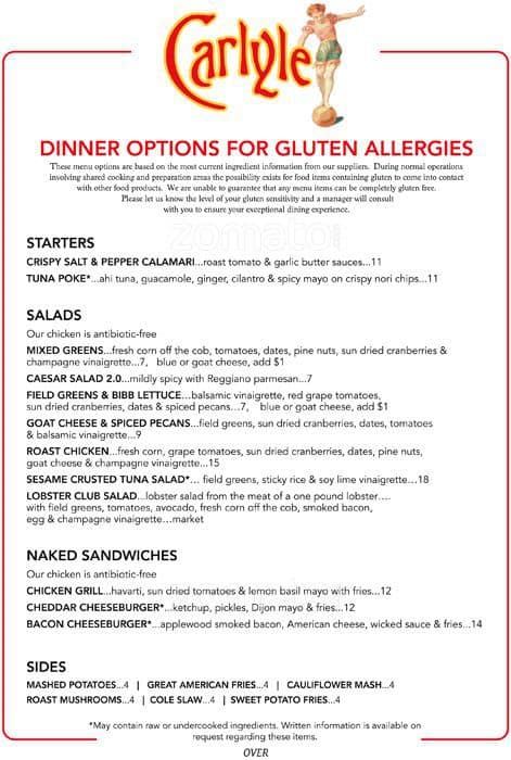 Menu at Carlyle pub & bar, Arlington