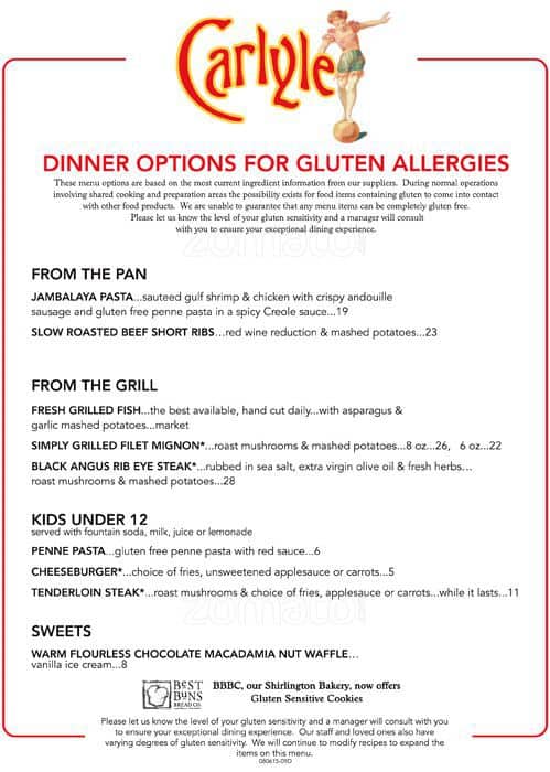 Menu at Carlyle pub & bar, Arlington