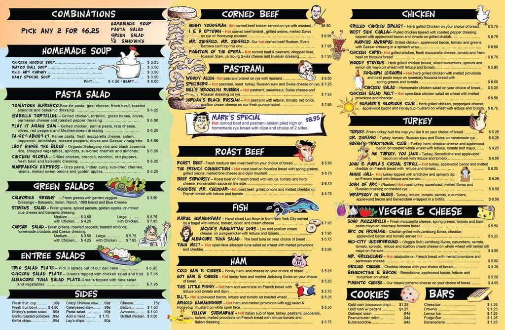 Menu at Stevens & Stevens Deli restaurant, Louisville