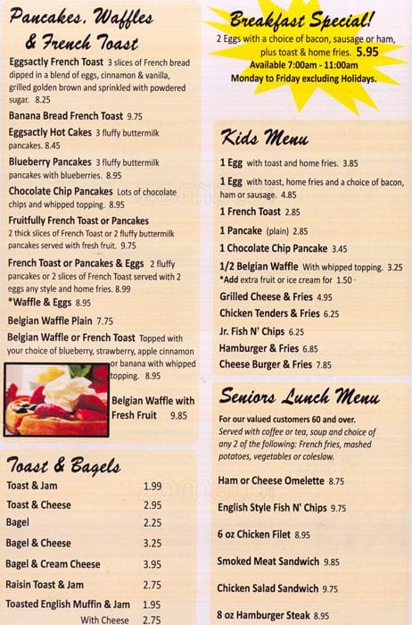 Menu at Eggsactly Breakfast And Lunch restaurant, Burlington