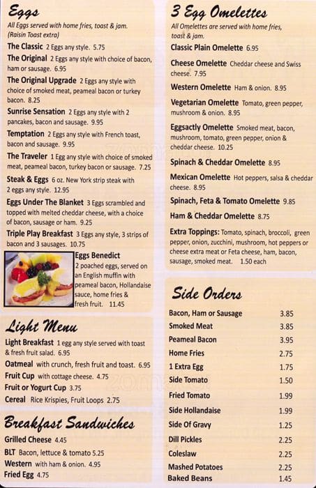 Menu at Eggsactly Breakfast And Lunch restaurant, Burlington