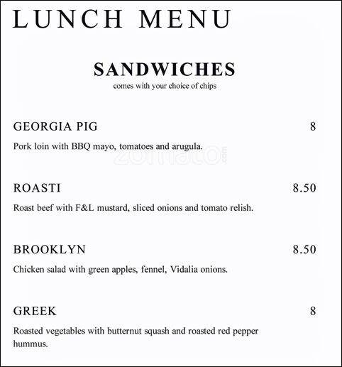 Menu at The Farmer & The Larder restaurant, Brunswick