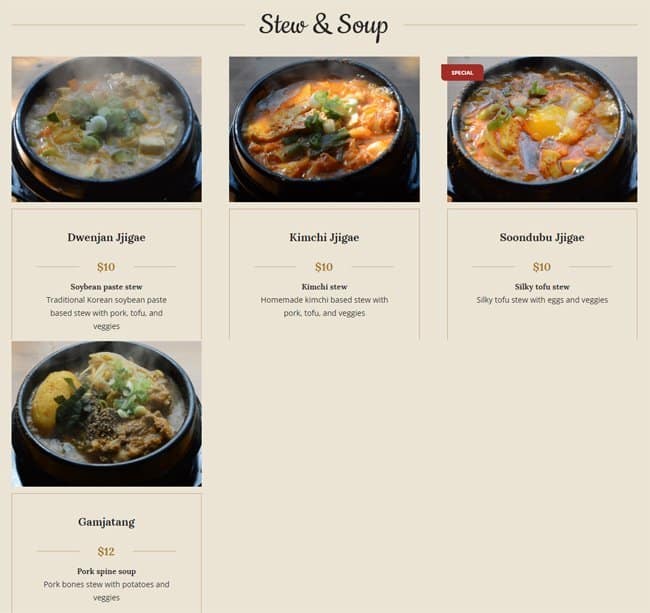 Menu at k restaurant, Peabody