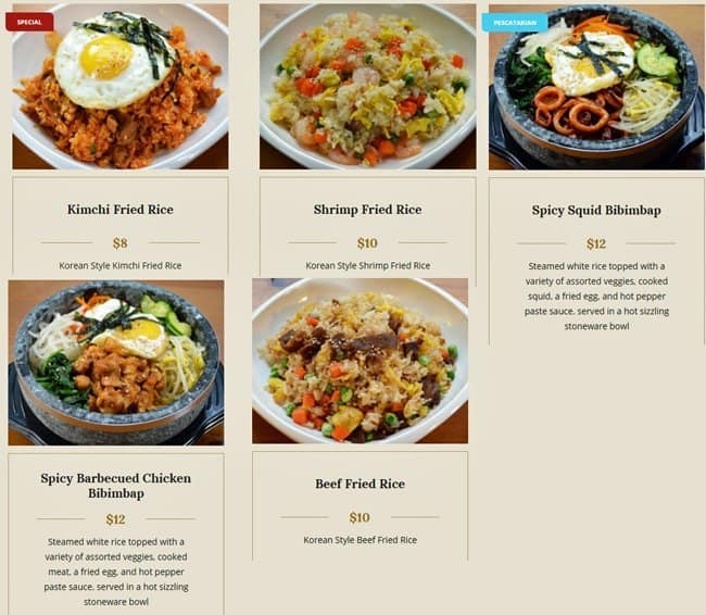 Menu at k restaurant, Peabody