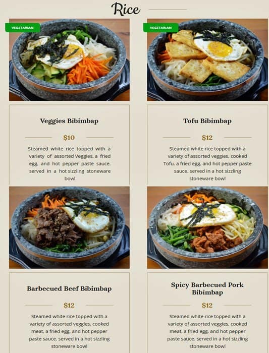 Menu at k restaurant, Peabody