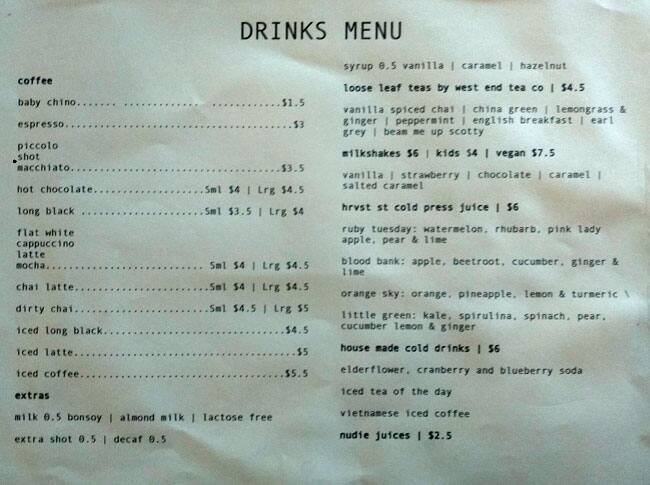 Menu at Little Red Bakery, Red Hill