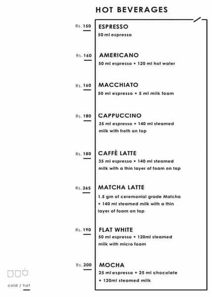 Menu of Café Dori, Chhatarpur, New Delhi