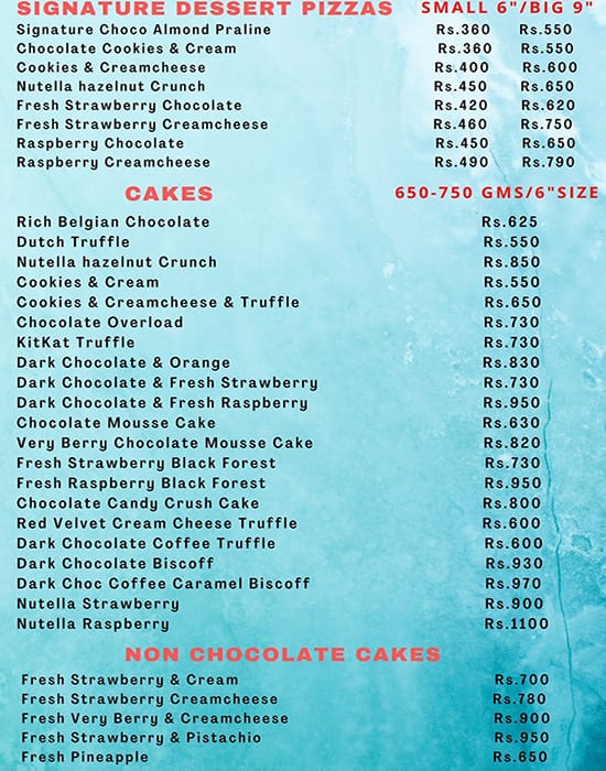 Menu at The Happy Place, Mumbai