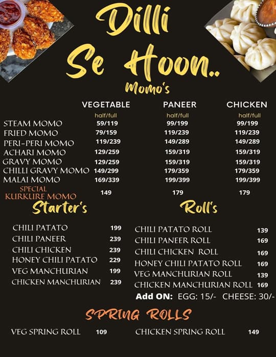 Menu of Dilli Se Hoon, Andheri Lokhandwala, Andheri West, Mumbai