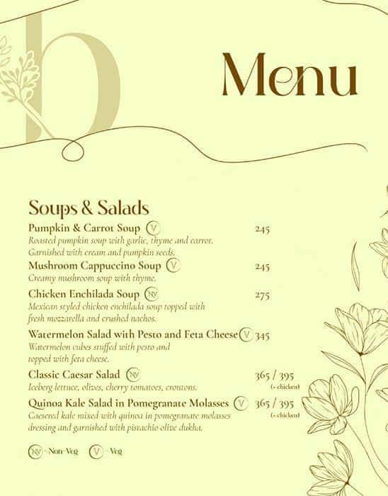Menu of Beluga, Jubilee Hills, Hyderabad